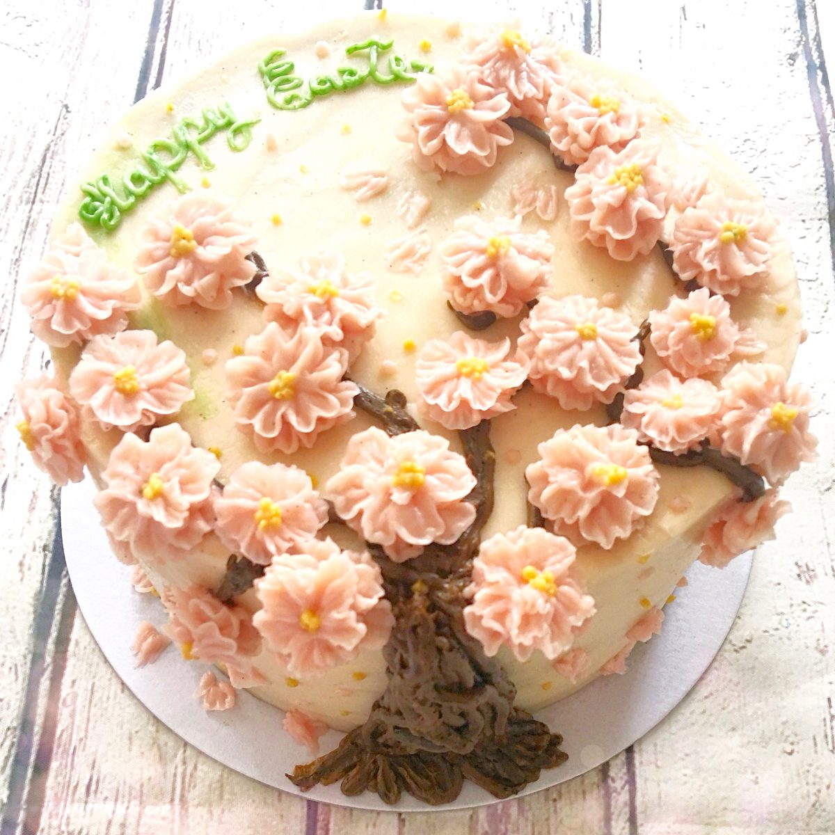 Buttercream Drip Cake With Hand Piped Flower - Little Buttercup Cakery